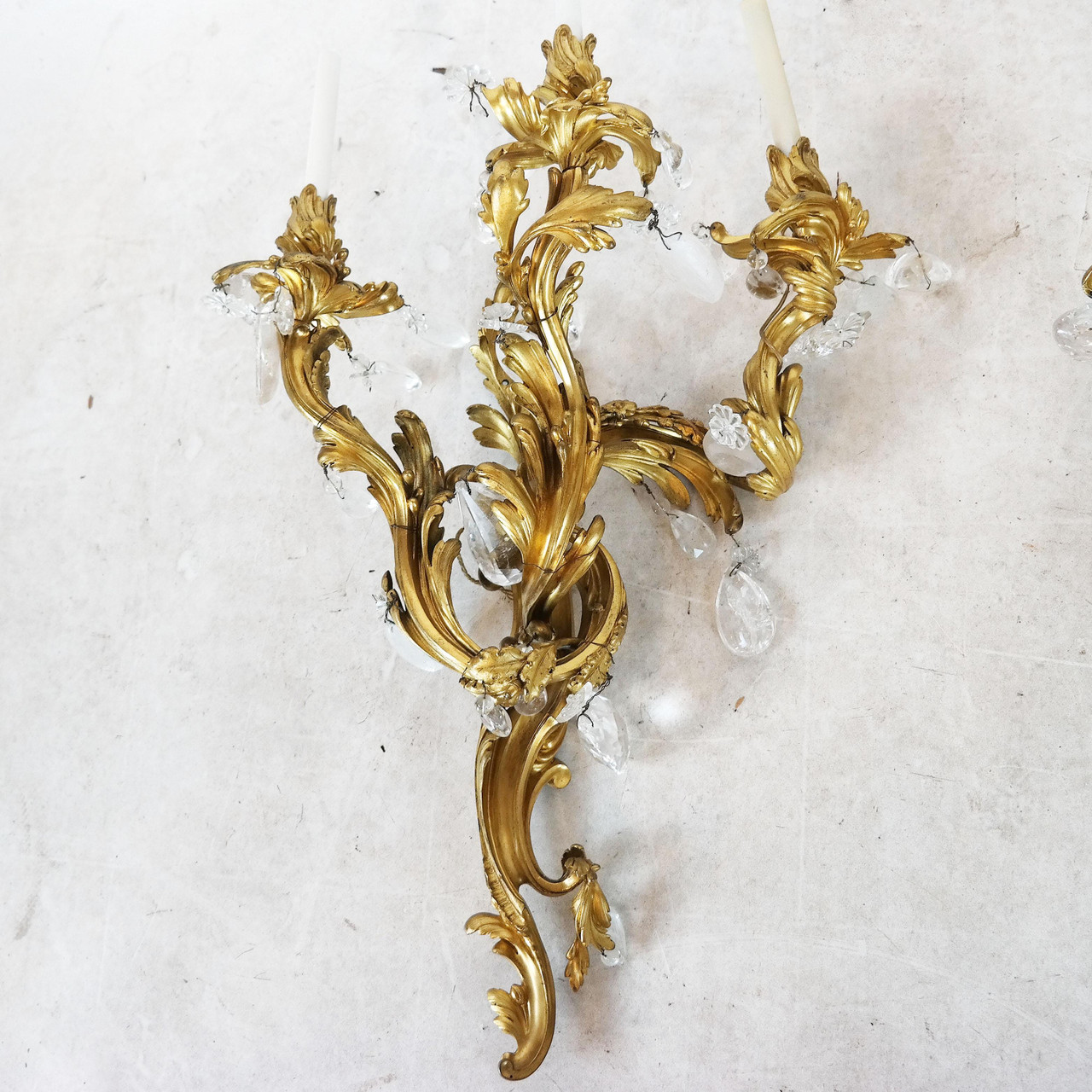Pair Monumental Rock Crystal Sconces - F&P Associates