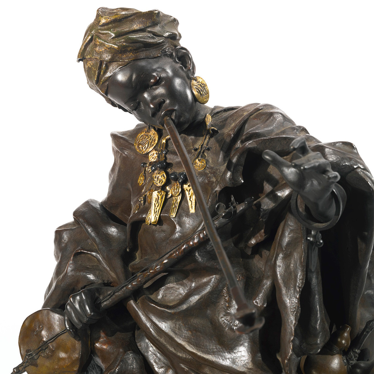 Antique Austrian patinated and gilt bronze sculpture by Arthur Strasser
