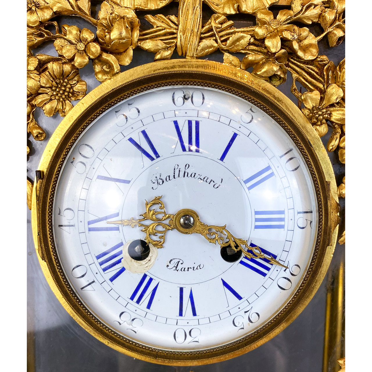 A Unique Gilt Bronze Garniture Clock set with Cut Glass and White ...