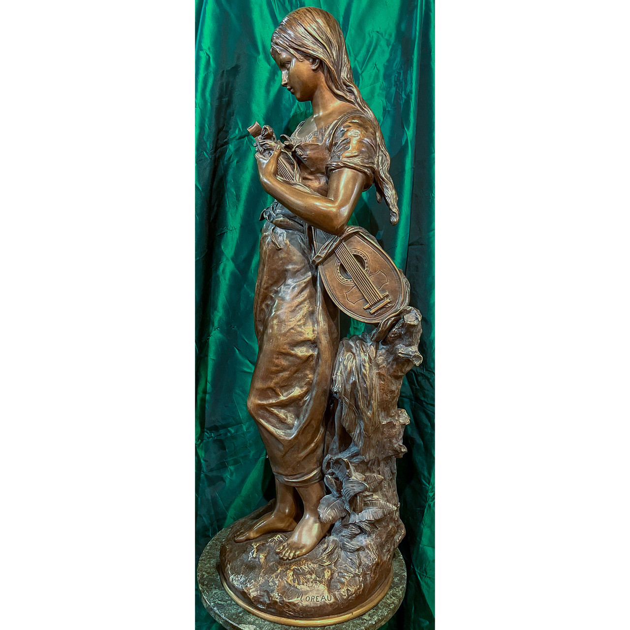 H Moreau (1869-1943) Female Figural Bronze statue of a Beauty with her ...