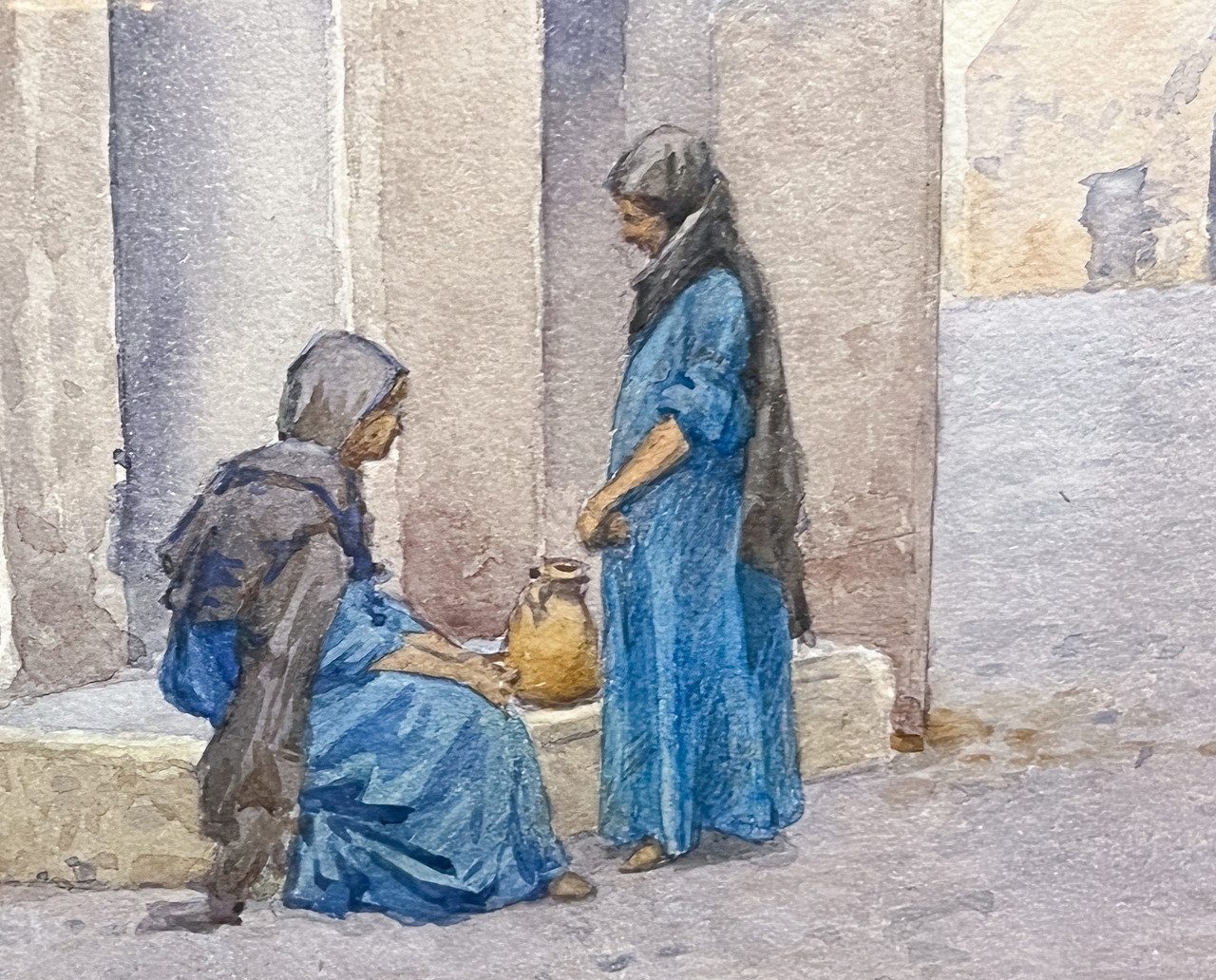 Orientalist Watercolor Painting The Carpet Merchant by Giulio Rosati ...