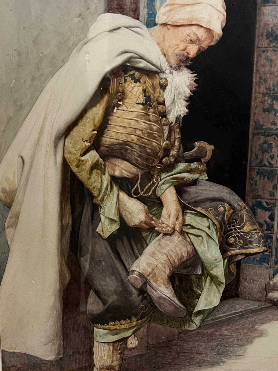 Giuseppe Signorini Large Orientalist Watercolor Painting