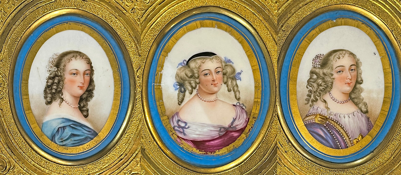 Large Fine Quality Gilt-bronze with Sèvres-style Porcelain Plaques ...