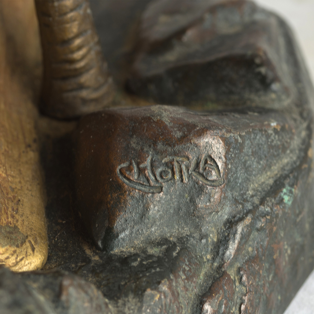 Antique Cold Painted Austrian Bronze Sculpture by Franz Bergman