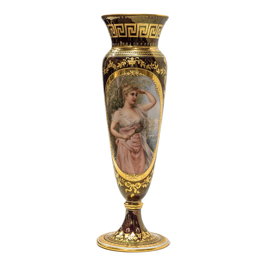 Antique Royal Vienna Porcelain Hand Painted Portrait Vase Signed