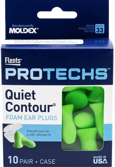 Flents Contour UF Foam Ear Plugs (NRR 33) (Pack of 10 Pairs w/Carry ...