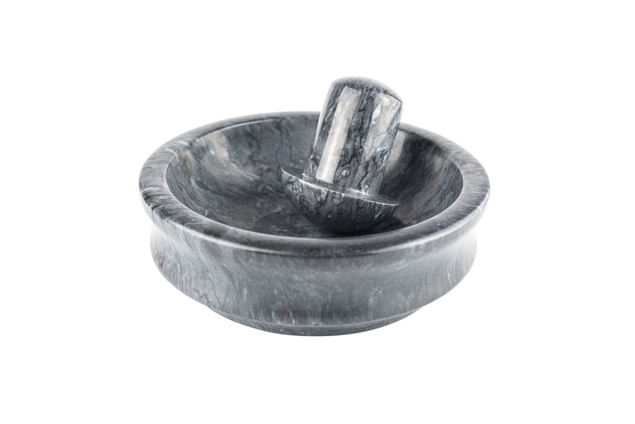 Marble Flat Pestle & Mortar