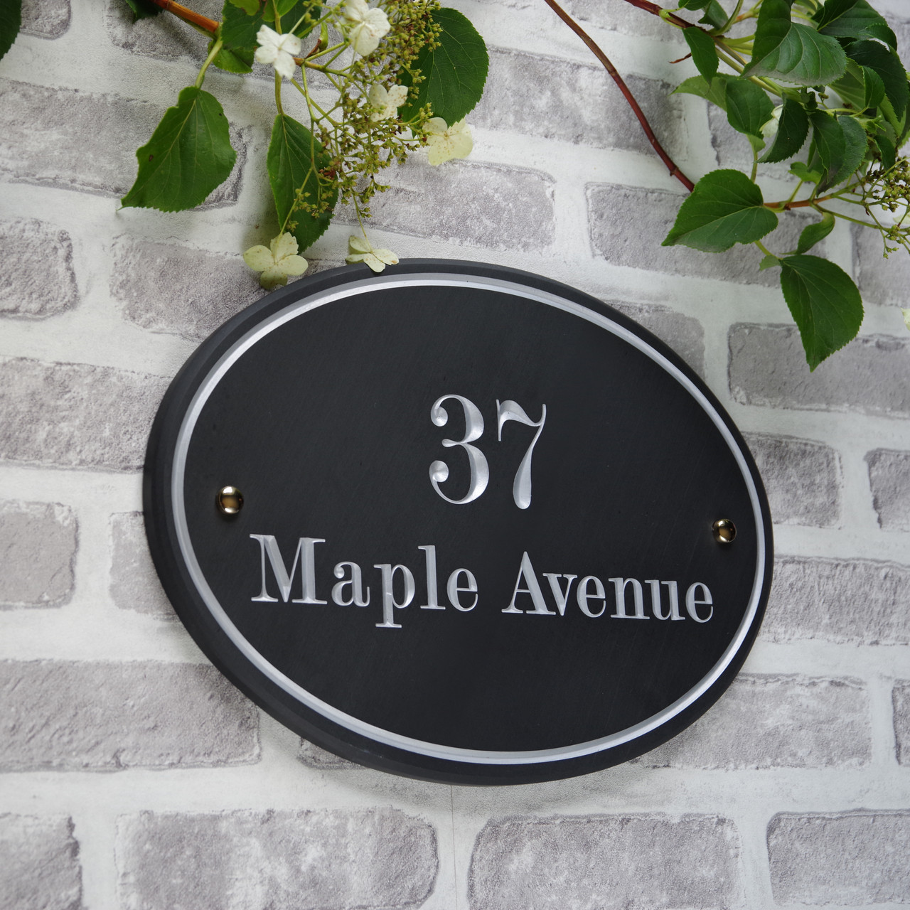 Slate Oval House Sign with Border| Marbletree
