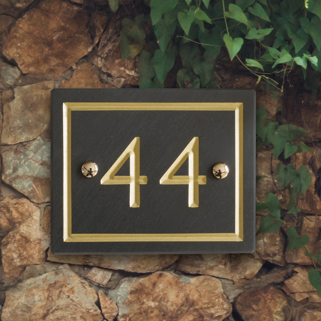 Slate Square House Number with Border
