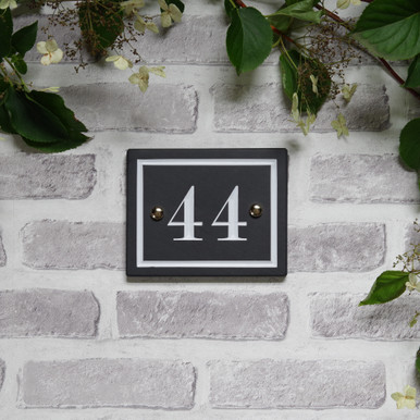 Slate Square House Number with Border