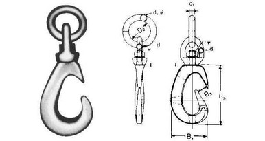 IMPA 231204 CARGO HOOK WITH SWIVEL EYE WLL 5 ton with certificate
