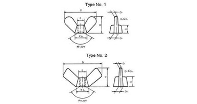 IMPA 693001 BUTTERFLY NUT M14 STAINLESS STEEL A2