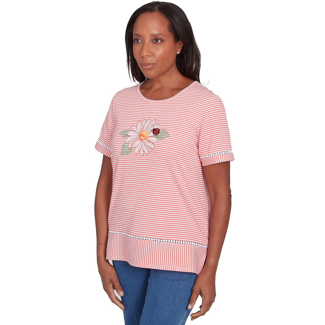 Women's Daisy Knit Striped Tee | Alfred Dunner