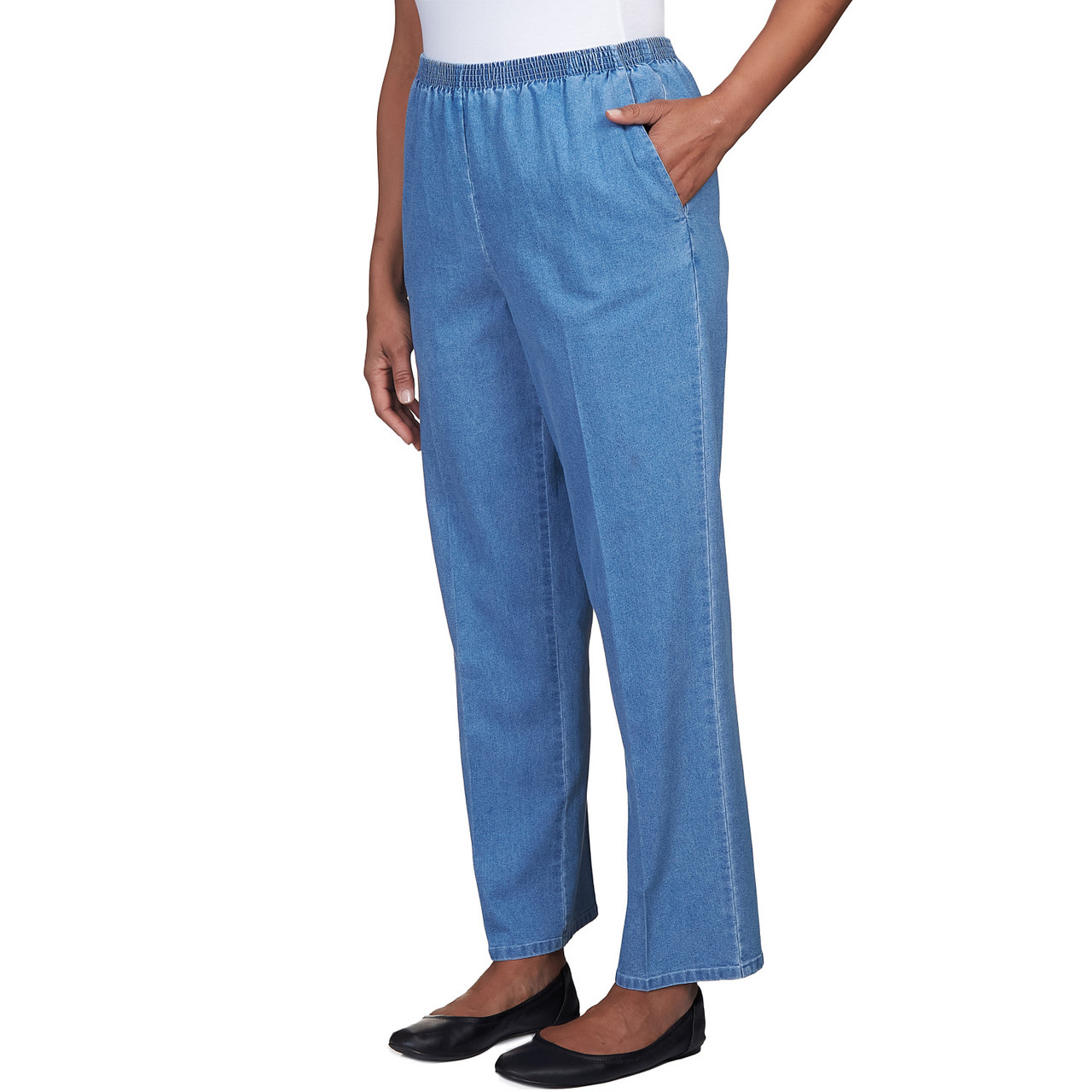Petite Women's Elastic Waist Short Length Denim Pant | Alfred Dunner