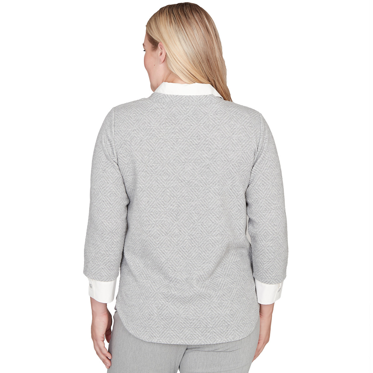 Petite Women's Diamond Jacquard Two In One Top With Necklace | Alfred ...