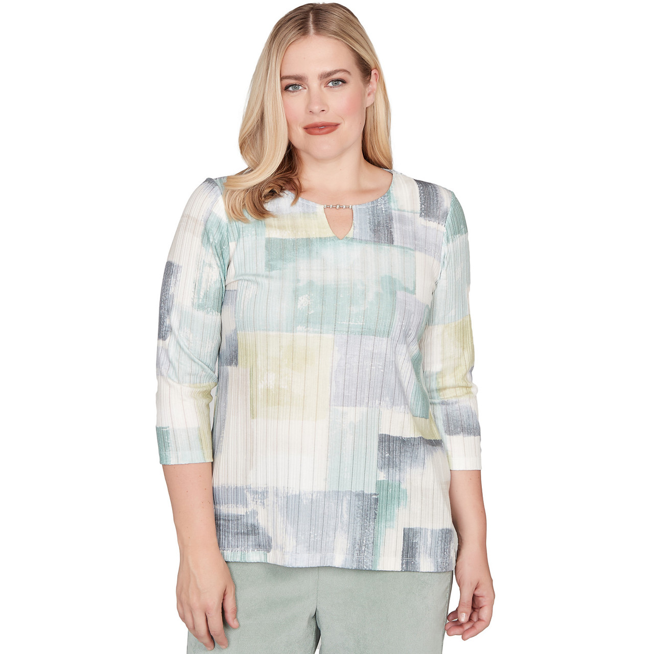 Women's Soft Colorblock Rib Texture Knit Top | Alfred Dunner