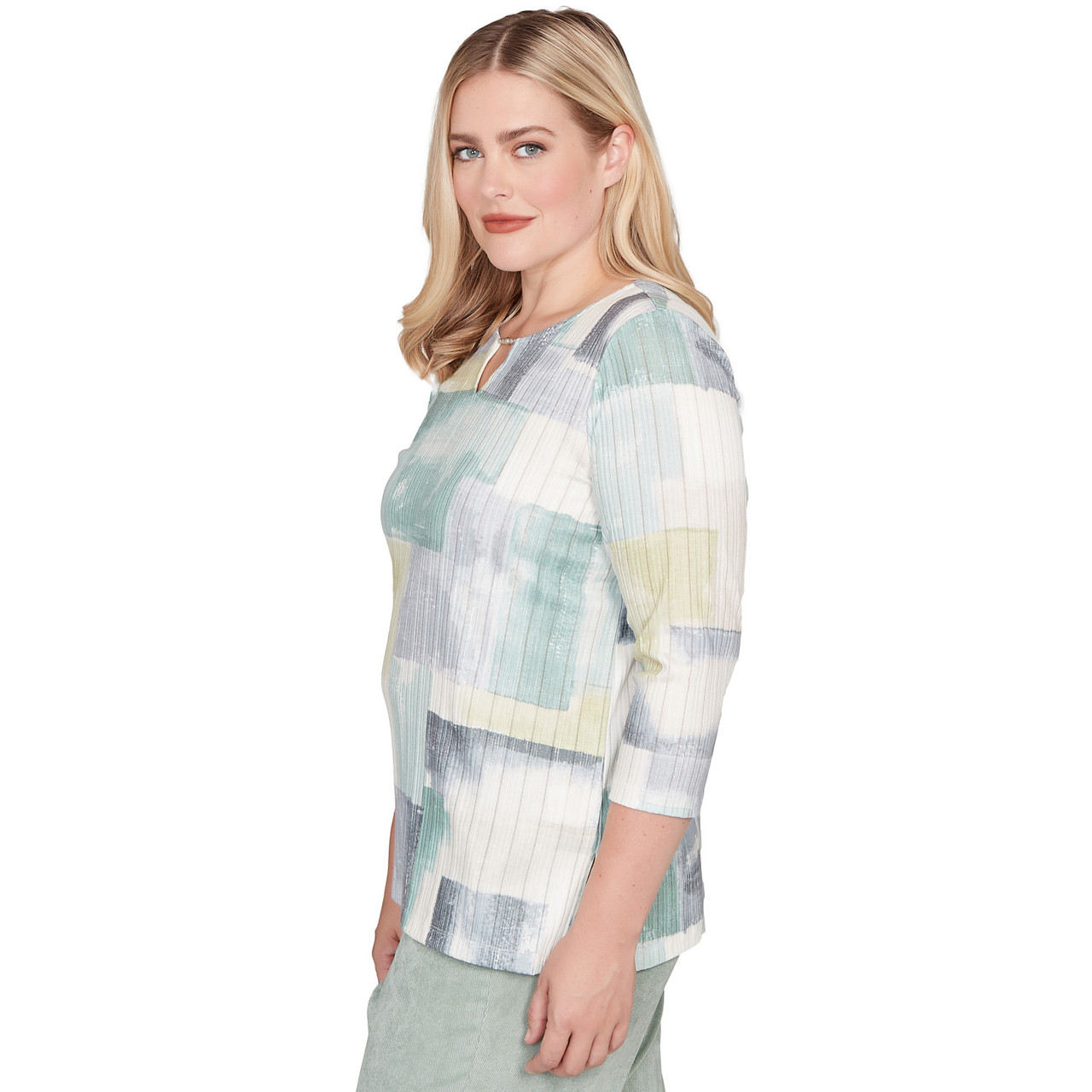 Women's Soft Colorblock Rib Texture Knit Top | Alfred Dunner