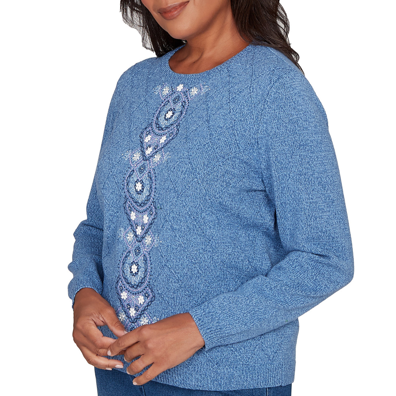 Women's Center Embroidery Accent Sweater | Alfred Dunner