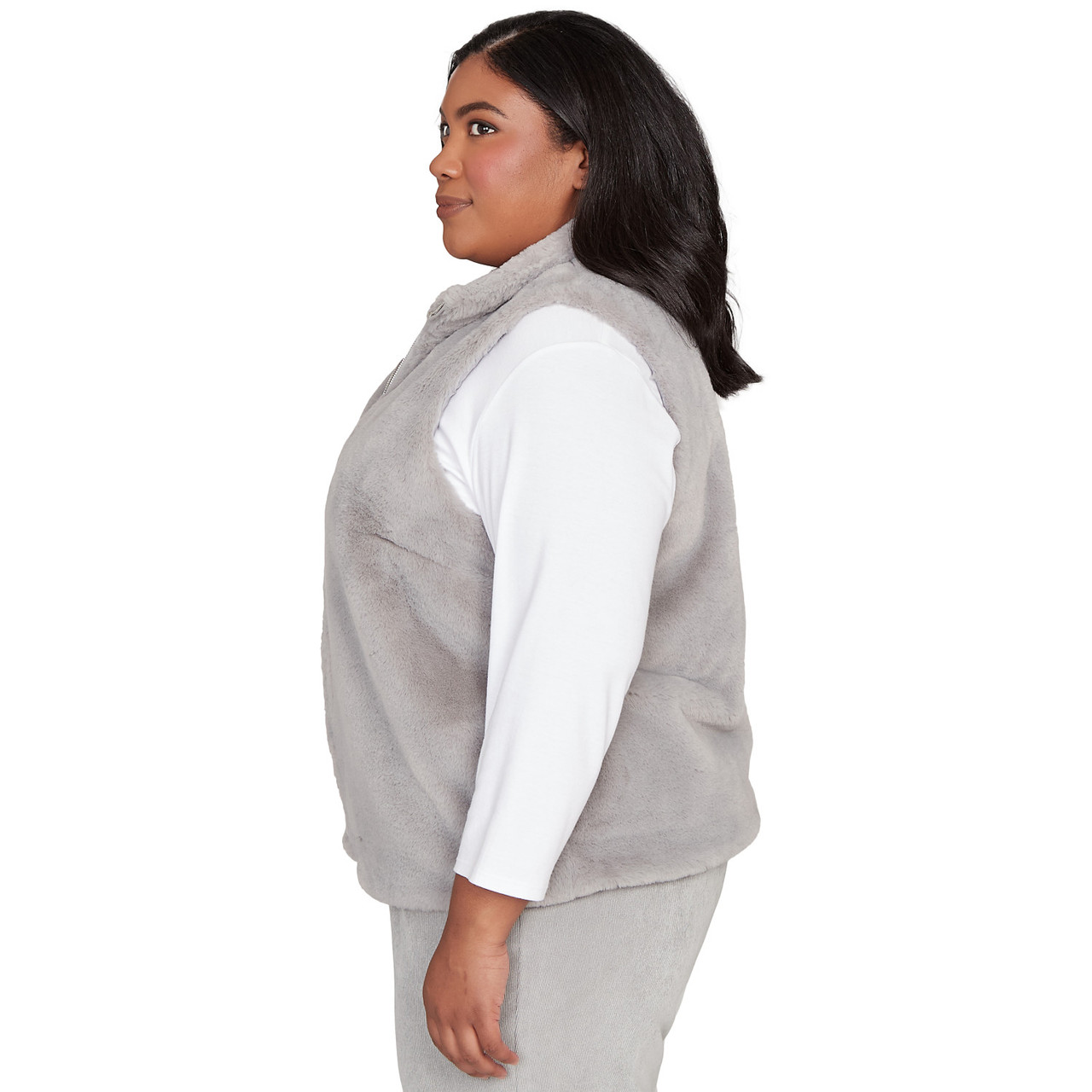 Plus Women's Plush Faux Fur Zip Front Vest | Alfred Dunner