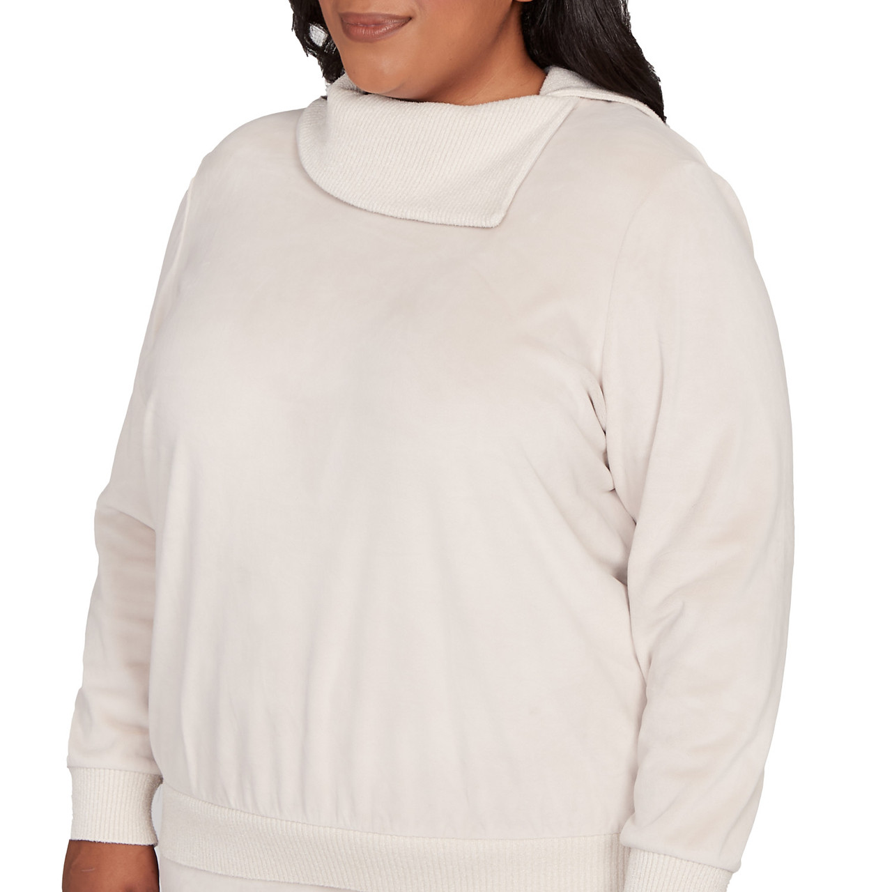 Plus Women's Solid Shimmer Detail Envelope Neck Top | Alfred Dunner