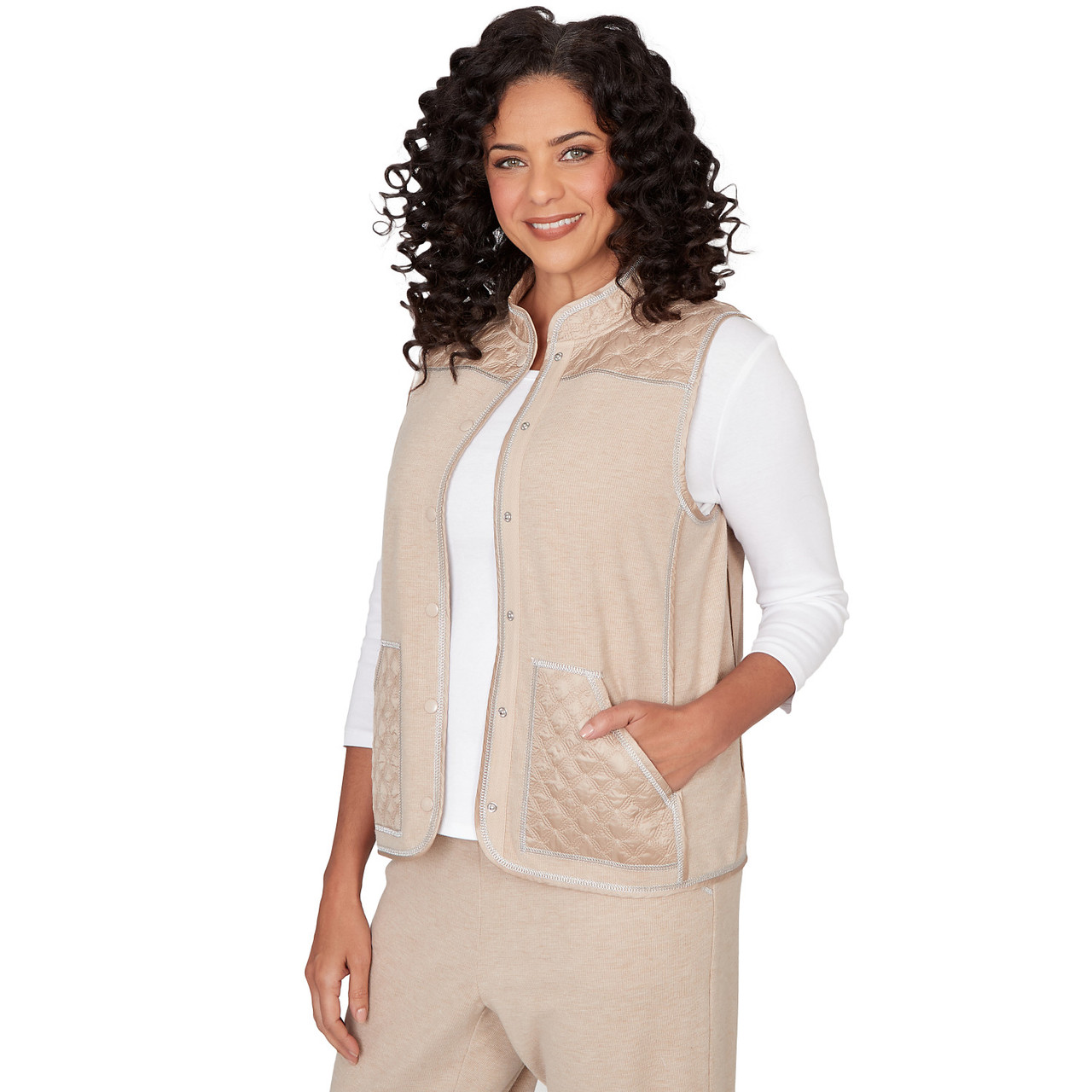 Women's Quilted Snap Front Vest | Alfred Dunner