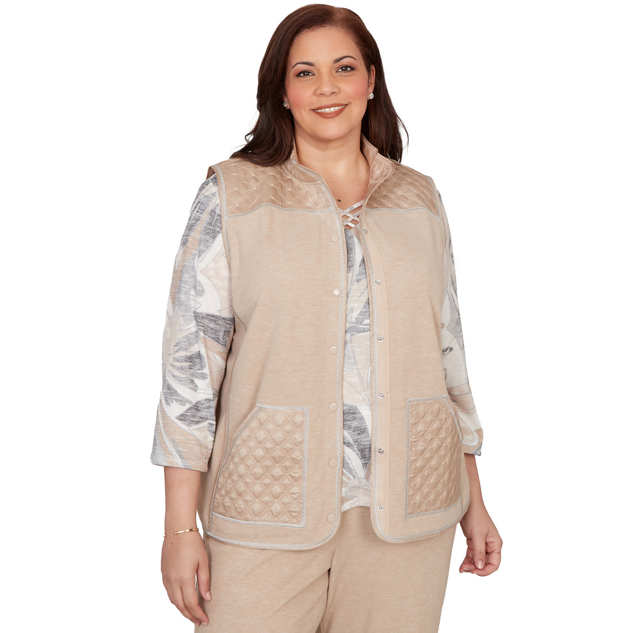 Plus Women's Quilted Snap Front Vest | Alfred Dunner
