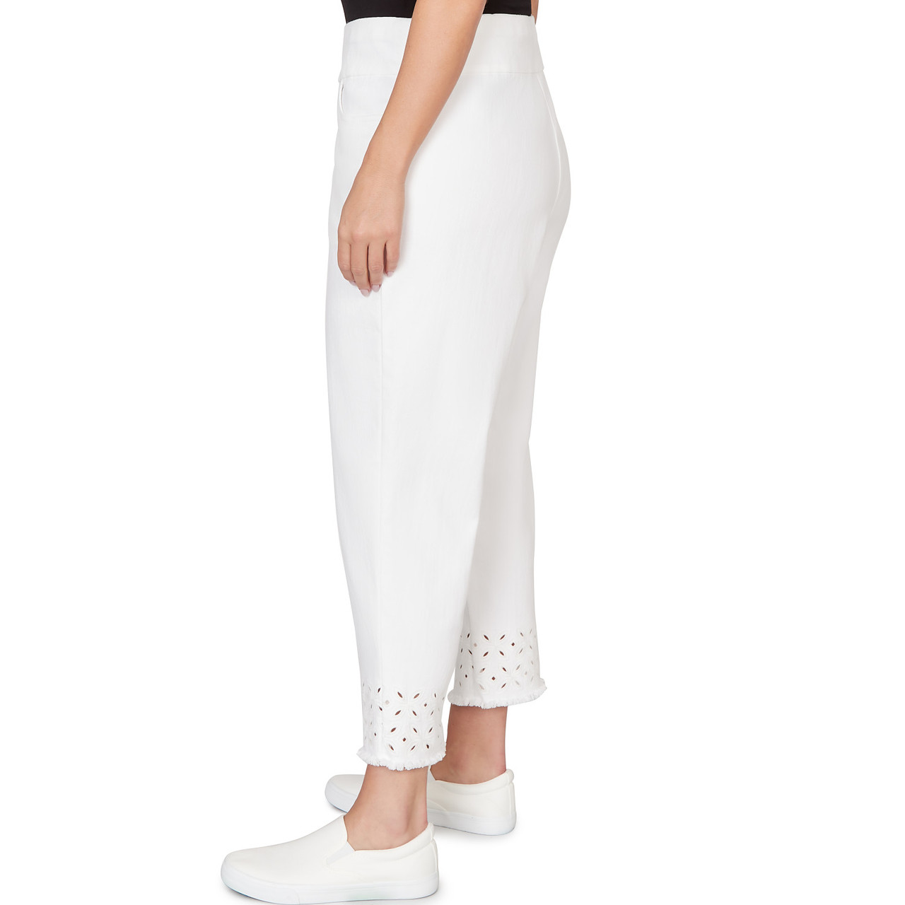 Plus Women's Geometric Embroidered Super Stretch Denim Ankle Pant ...