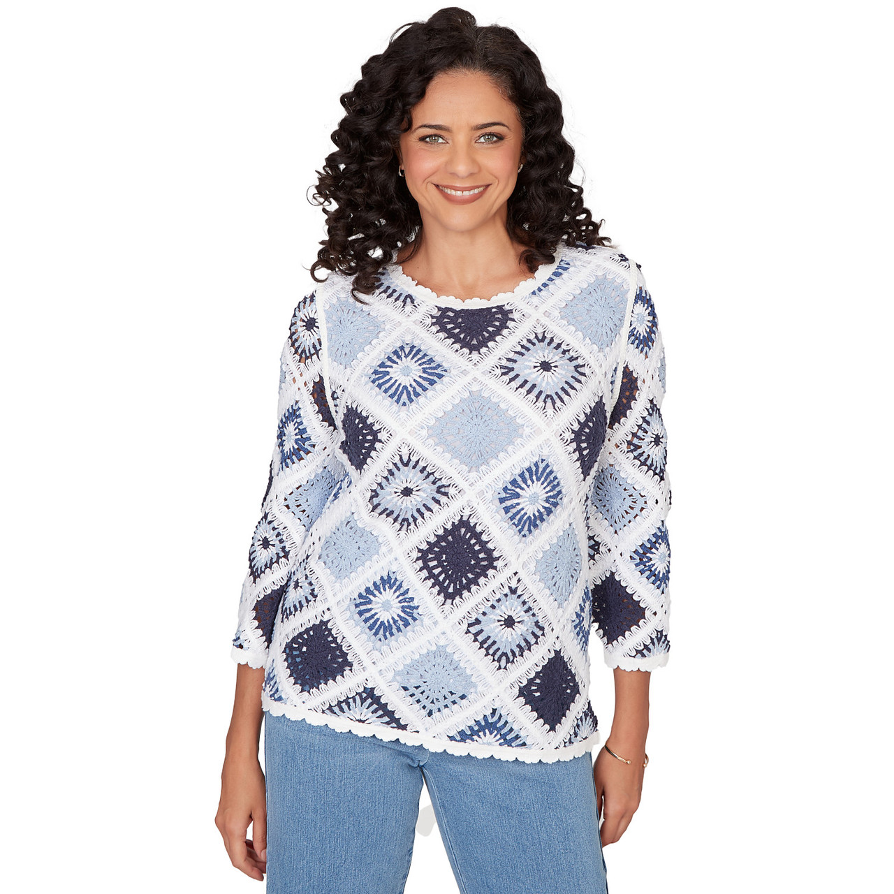 Women's Diamond Crochet Sweater | Alfred Dunner