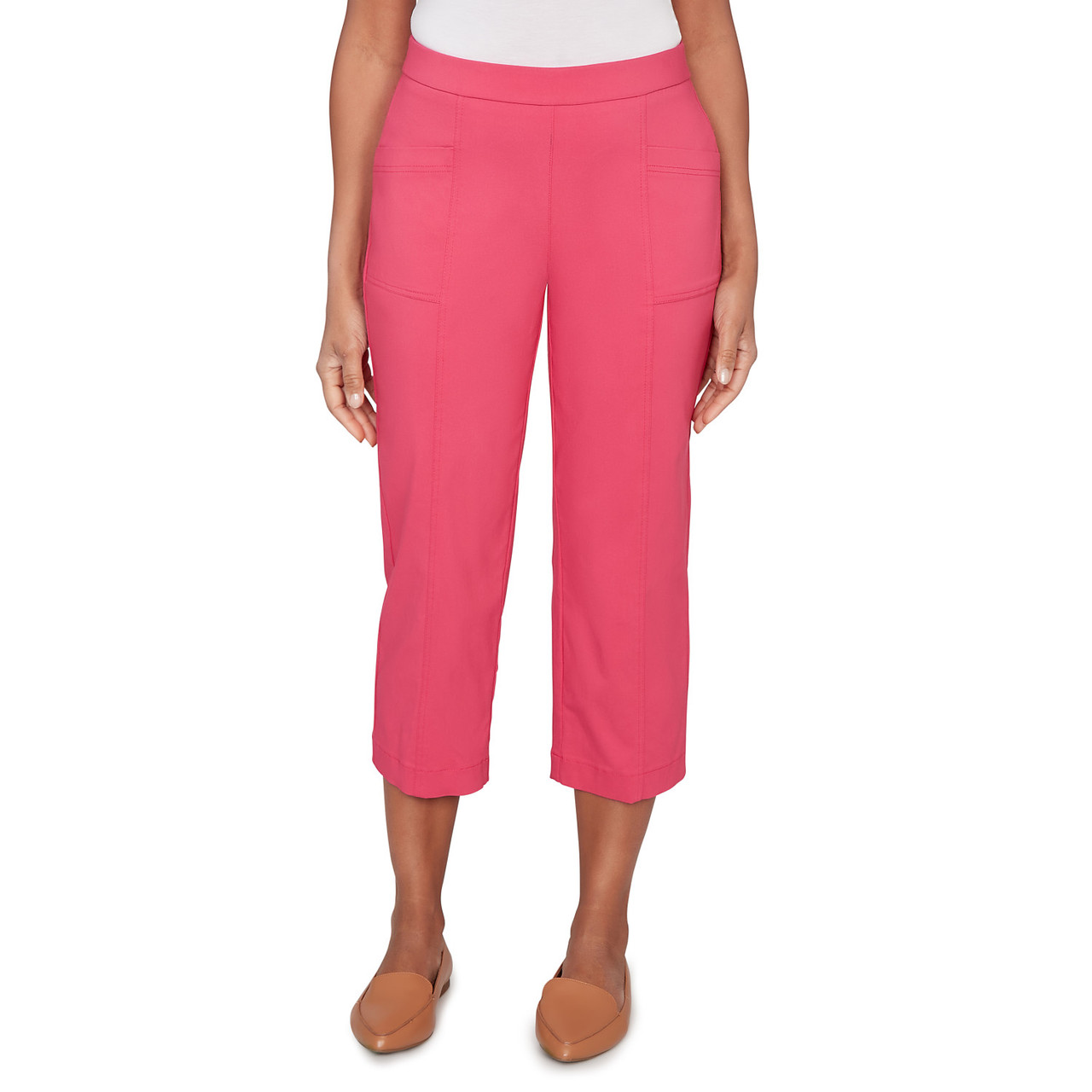 Women's Relaxed Flat Front Patch Pocket Capri | Alfred Dunner