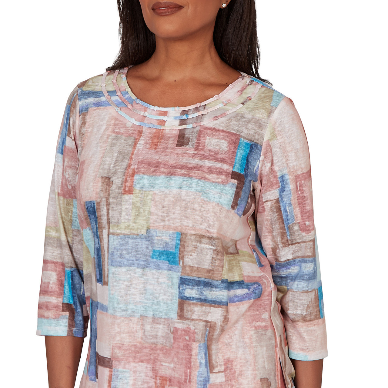 Petite Women's Painted Color Blocks Knit Top | Alfred Dunner