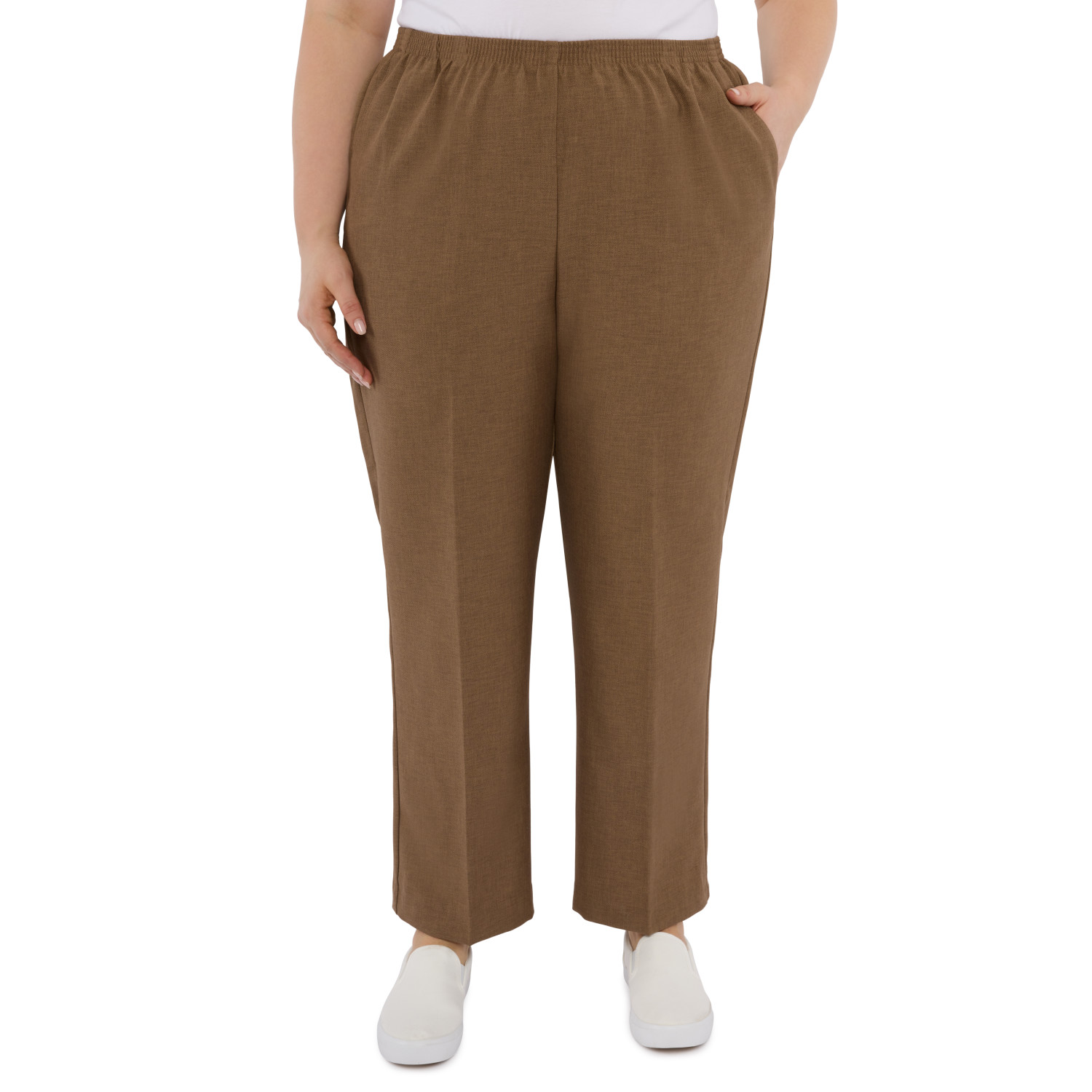 Petite Women's Classic Fit Textured Short Length Trousers | Alfred Dunner
