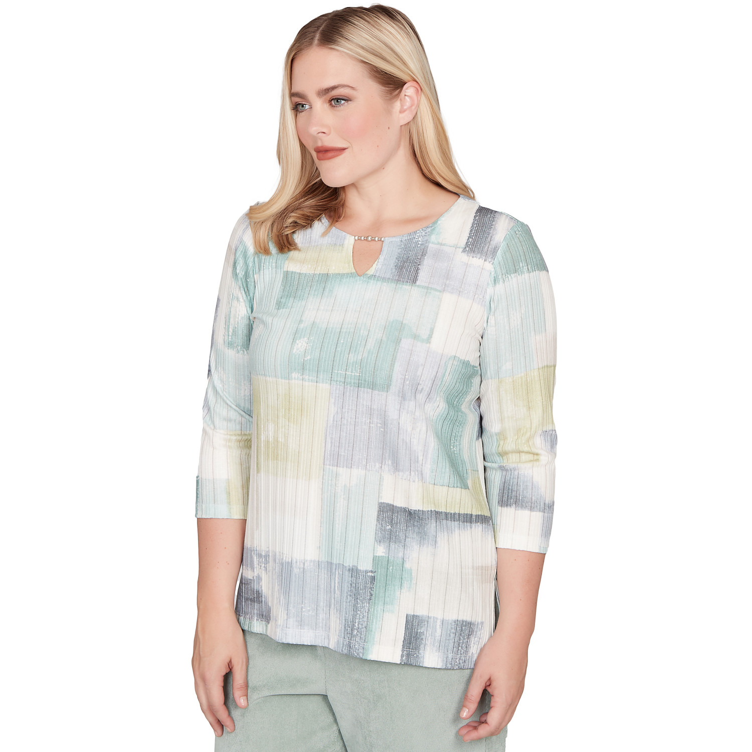 Women's Soft Colorblock Rib Texture Knit Top | Alfred Dunner