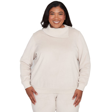 Plus Women's Solid Shimmer Detail Envelope Neck Top | Alfred Dunner