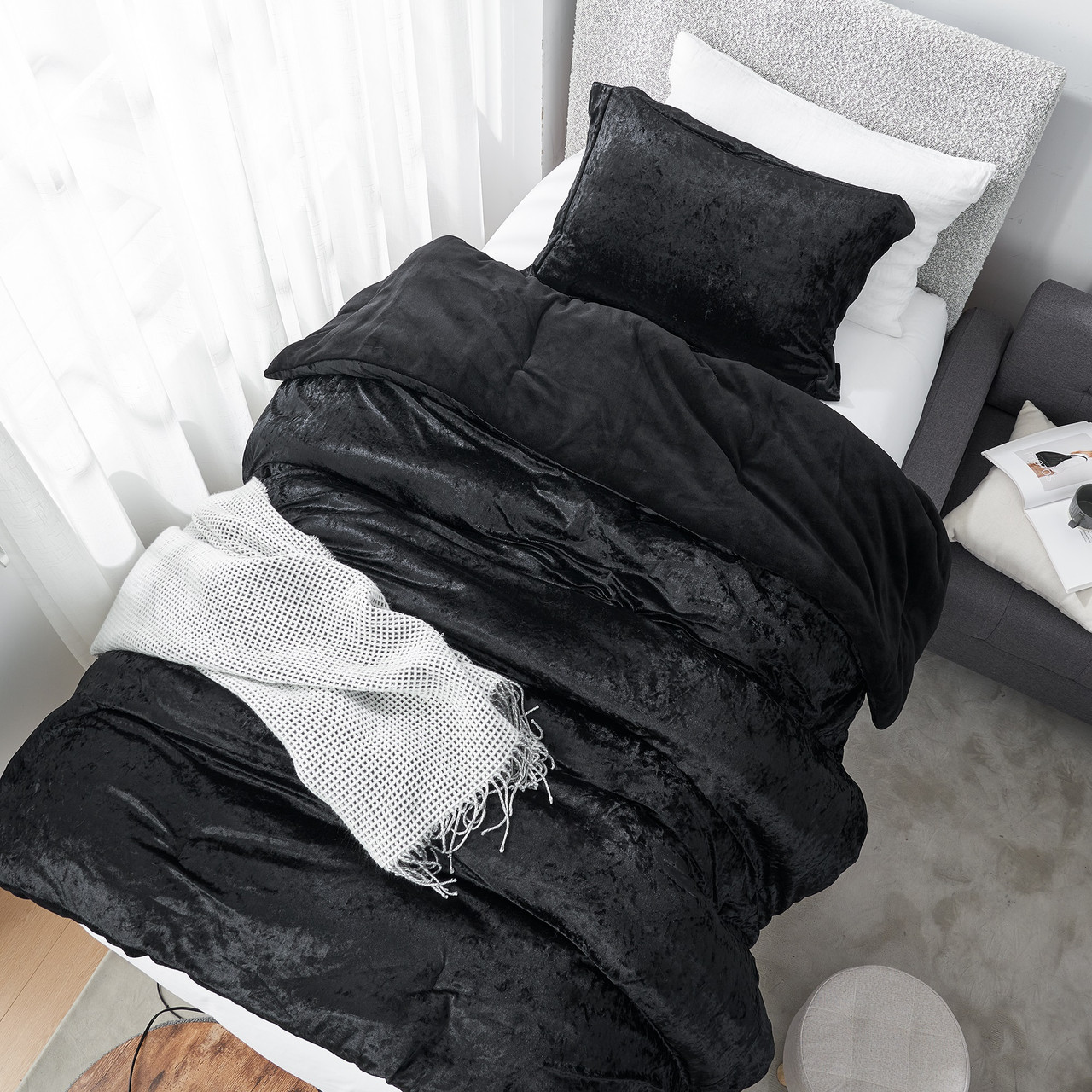 Velvet Crush - Coma Inducer® Oversized Comforter - Champagne Black