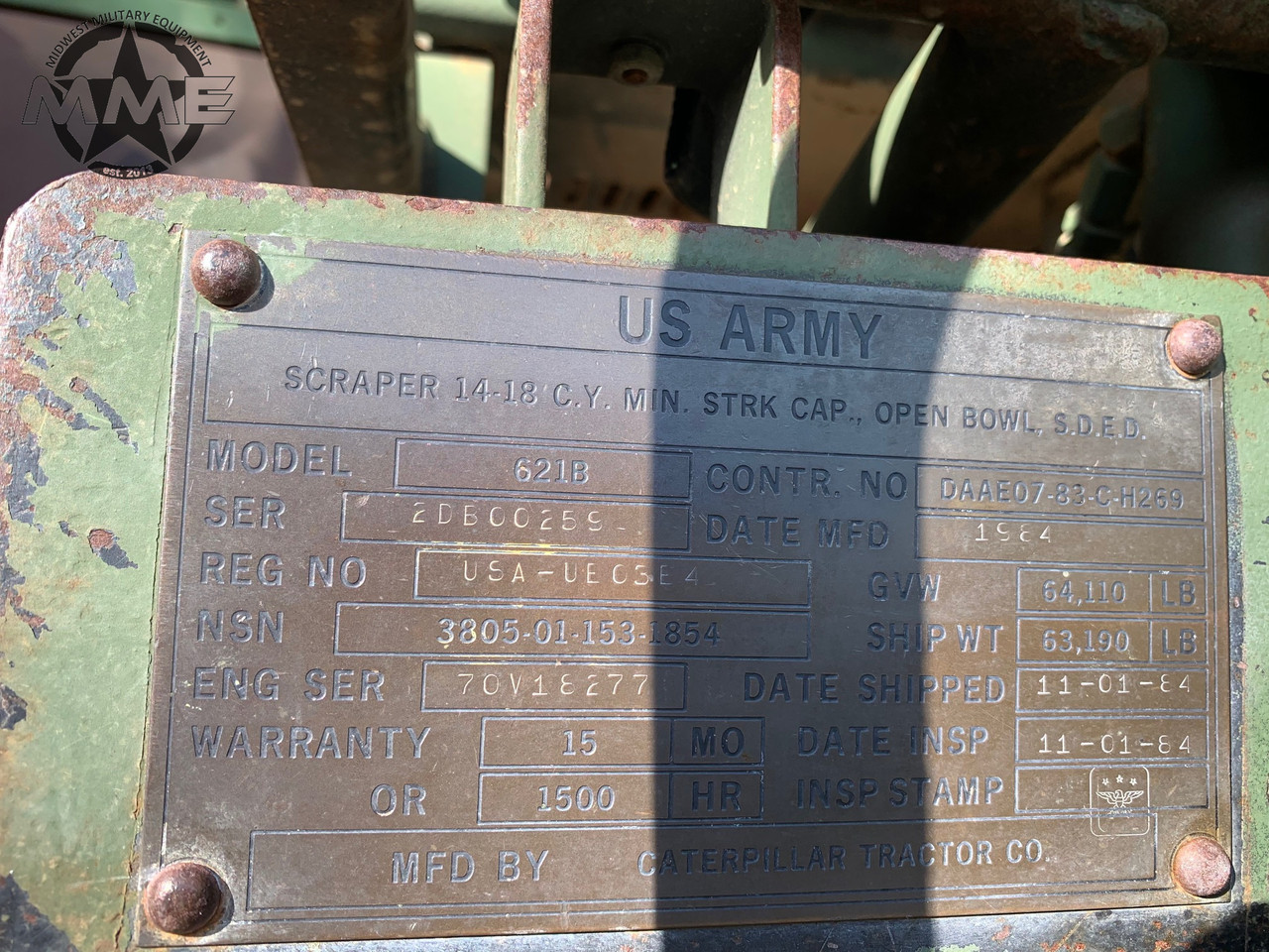Cat 621B EX Military Motor Scraper - Midwest Military Equipment