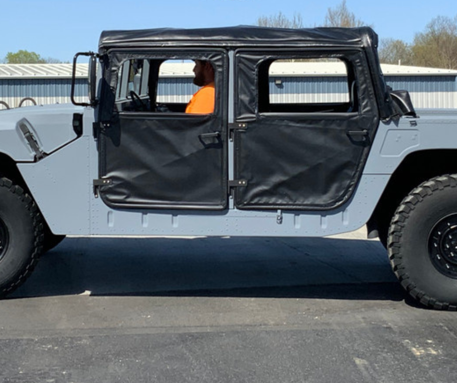 Replacement 4 Man Black Soft Top Kit & Rear Curtain With Set Of 4 Soft ...