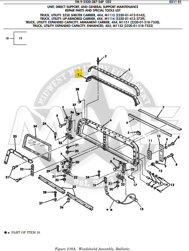 Humvee / HMMWV / H1 Parts - Cab & Body - Body Exterior - Windshield ...