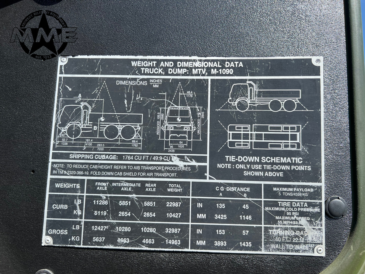 1995 Stewart Stevenson M1090 5-Ton MTV 6x6 Dump Truck