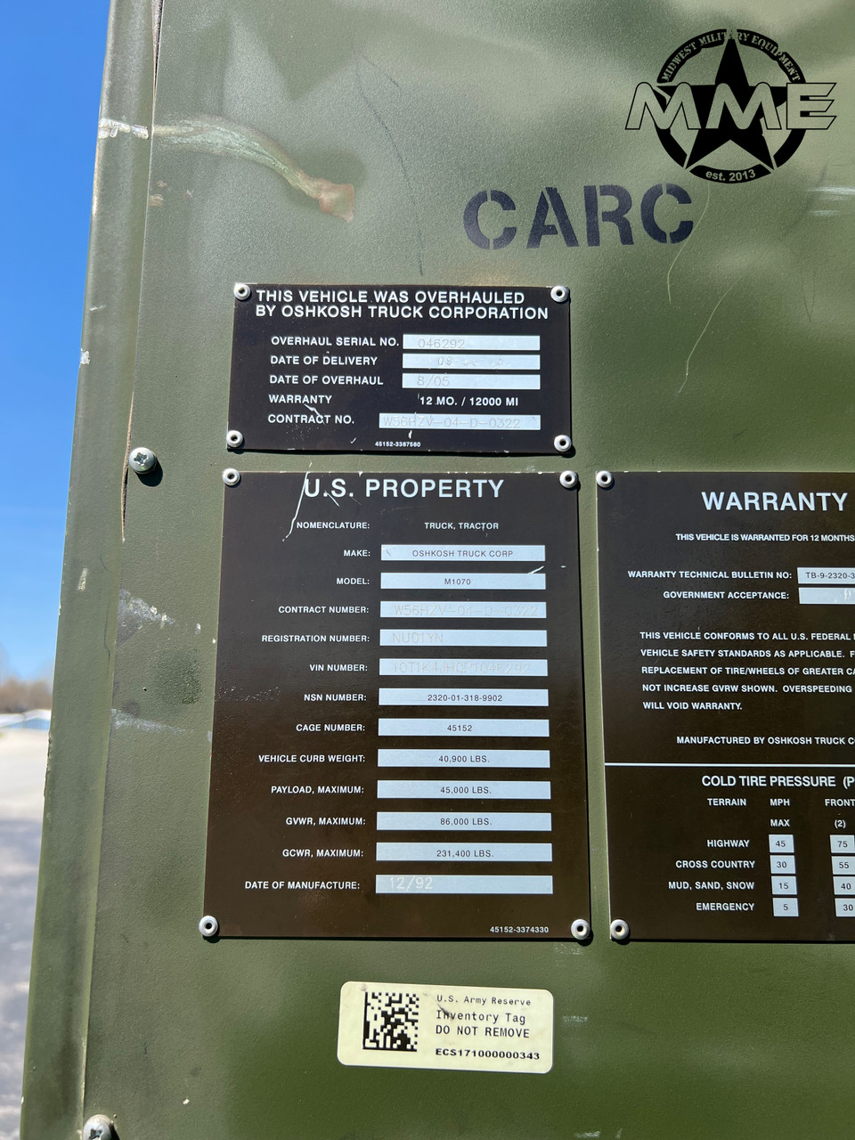 1993 Oshkosh M1070 8x8 HET Military Heavy Haul Truck Tractor Overhauled ...