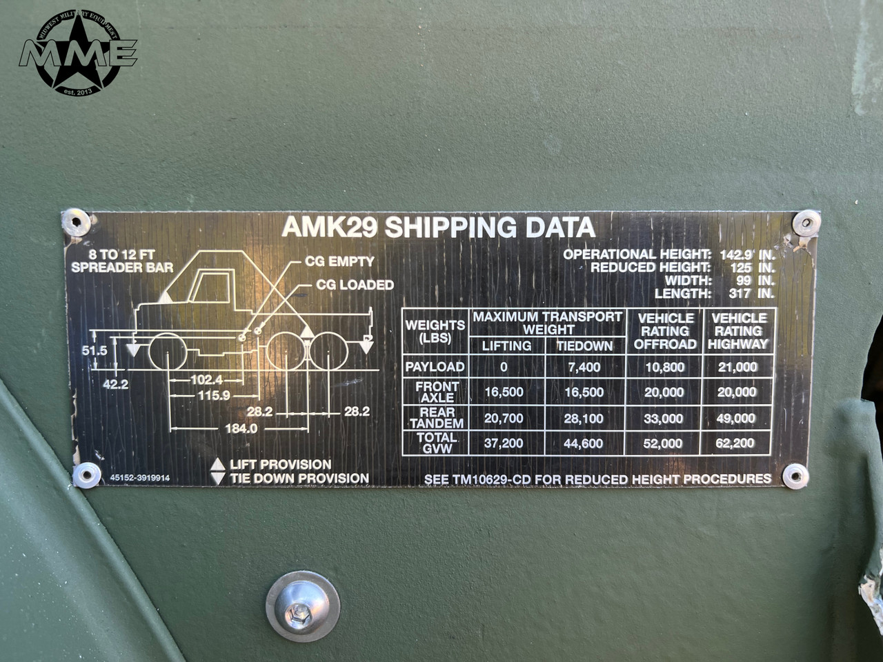 2001 Oshkosh MK23 MTVR 7 Ton 6x6 Cargo Truck