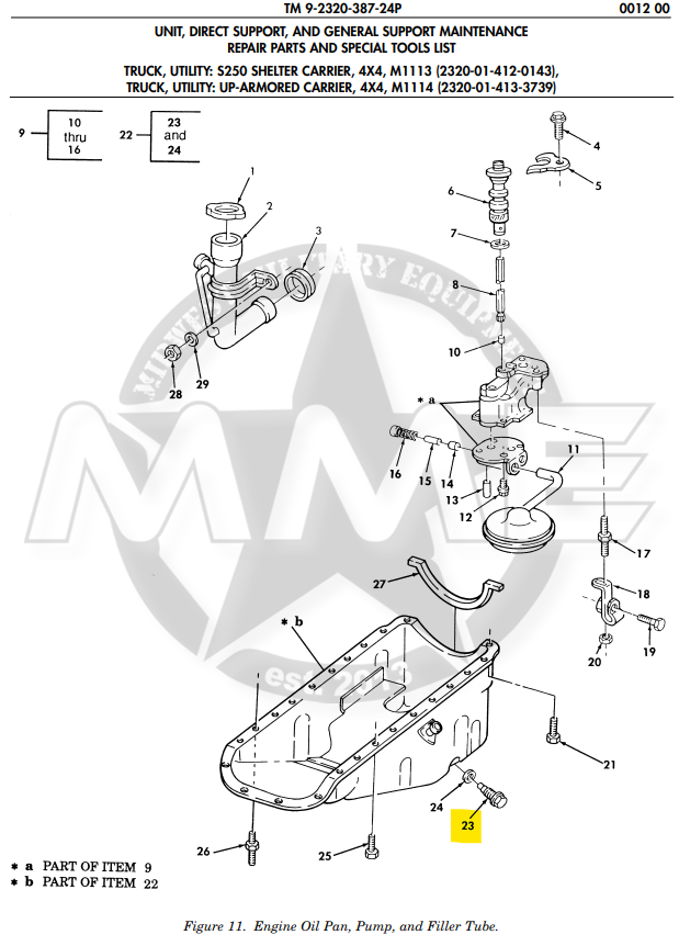 Humvee / HMMWV / H1 Parts - Engine - Oil System & Components - 10K (A0 ...