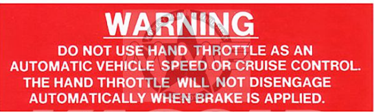 DECAL THROTTLE WARNING