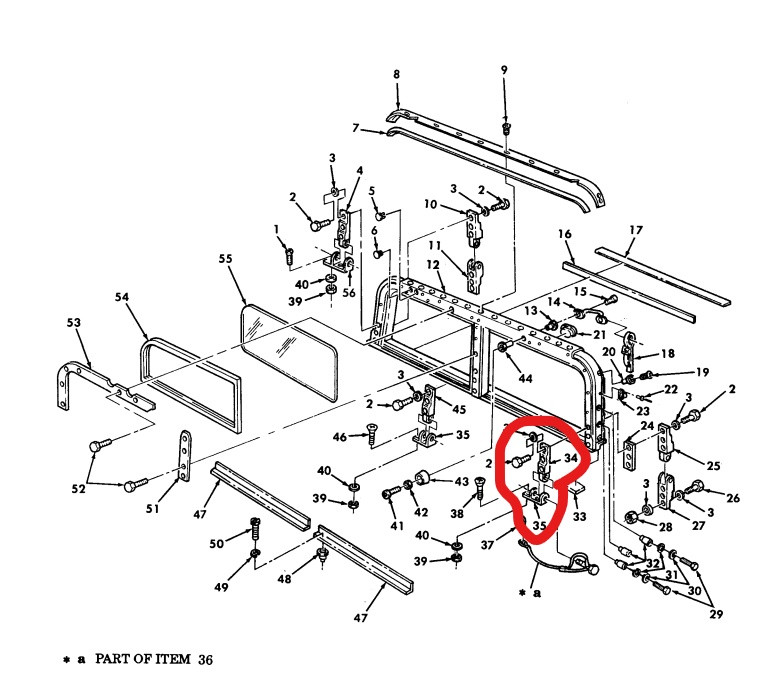 HINGE WINDSHIELD FRONT RH