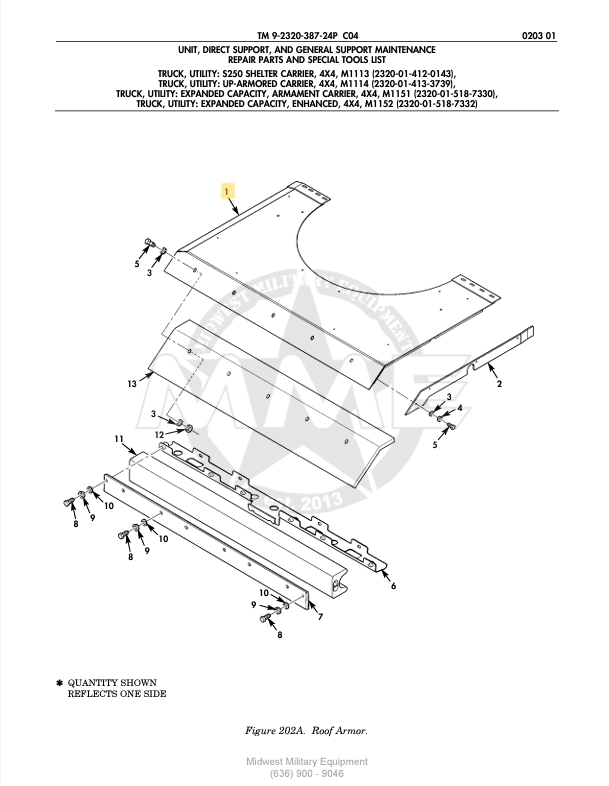 Humvee / HMMWV / H1 Parts - Cab & Body - Body Exterior - Roof - Page 6 ...