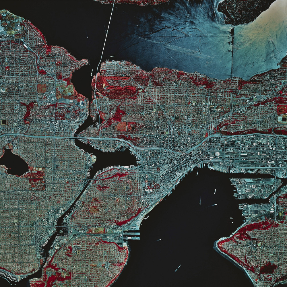 Satellite view of Seattle, Washington, 1980 Poster Print - Item ...