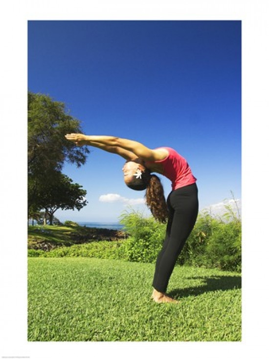 Side profile of a young woman exercising Maui Hawaii USA Poster Print ...