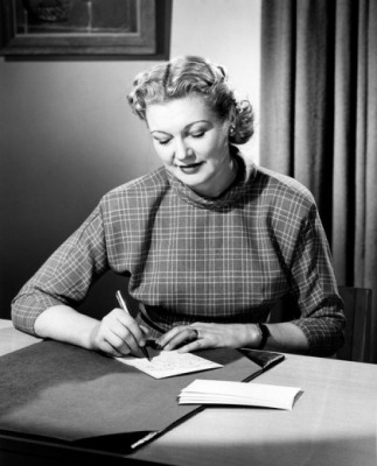 Woman writing letter at desk Poster Print - Item # VARSAL25542014 ...