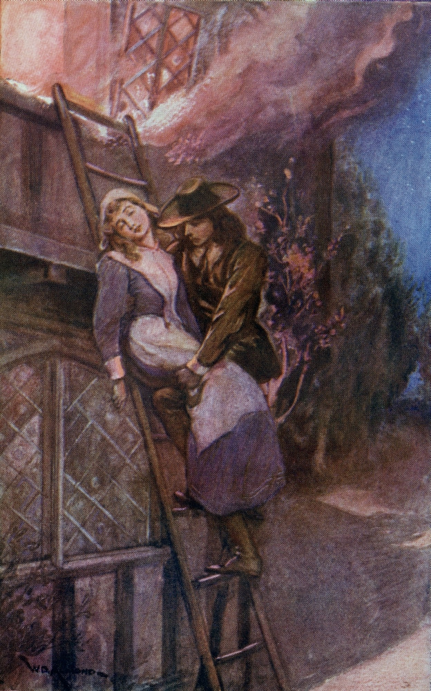 Man Rescuing Woman From Fire In The 17Th Century. PosterPrint - Item ...
