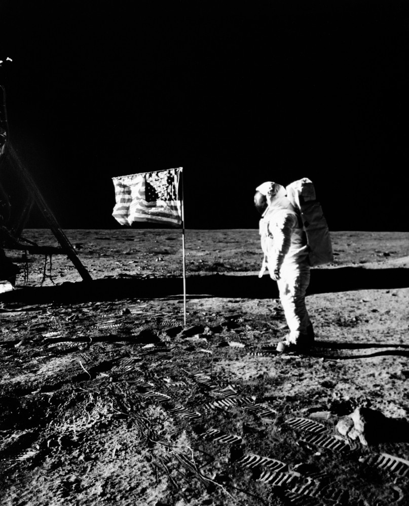 American Flag With Moon Landing 1969