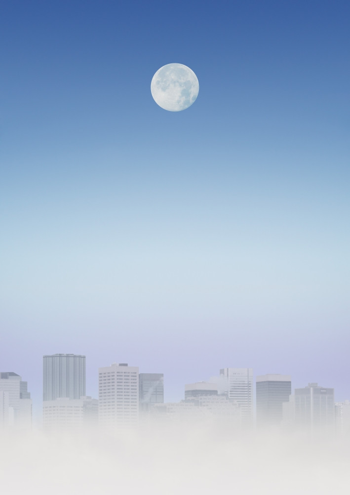 Moon Over Buildings PosterPrint - Item # VARDPI1771060 - Posterazzi
